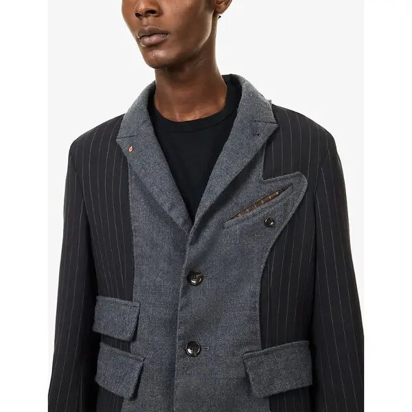 KHOKI Contrast-panel Tailored Wool Jacket