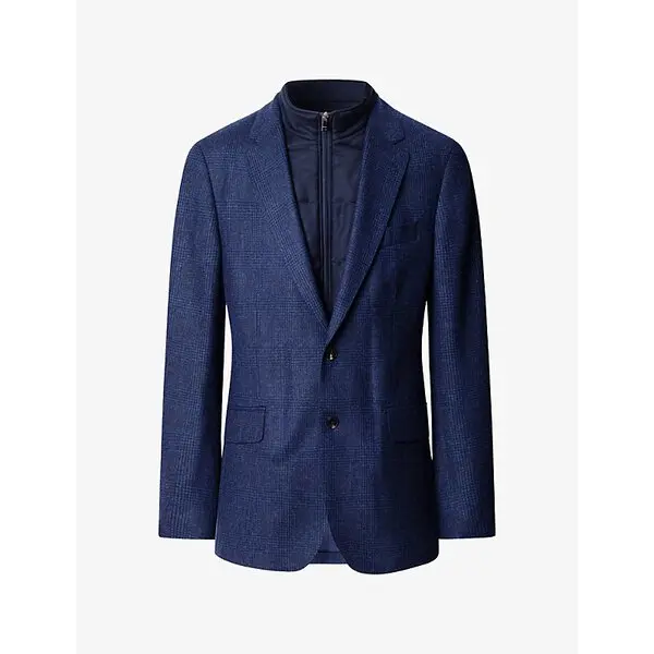 HACKETT  Checked Detachable-bib Wool-blend Blazer