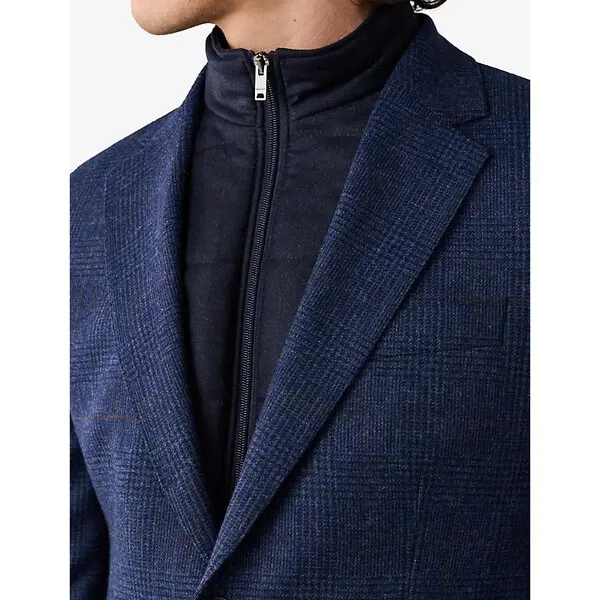 HACKETT  Checked Detachable-bib Wool-blend Blazer