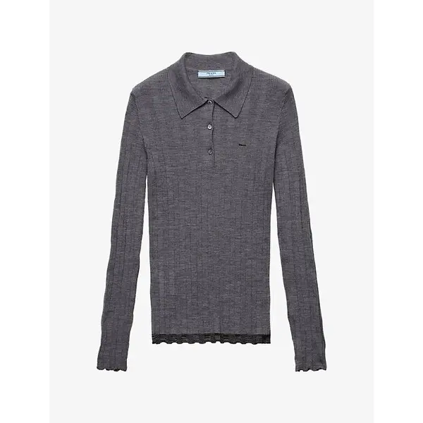 Prada Polo-collar Slim-fit Wool Jumper