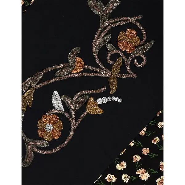 Dries Van Noten 3d Flower Embroidery Crepe Woven Scarf