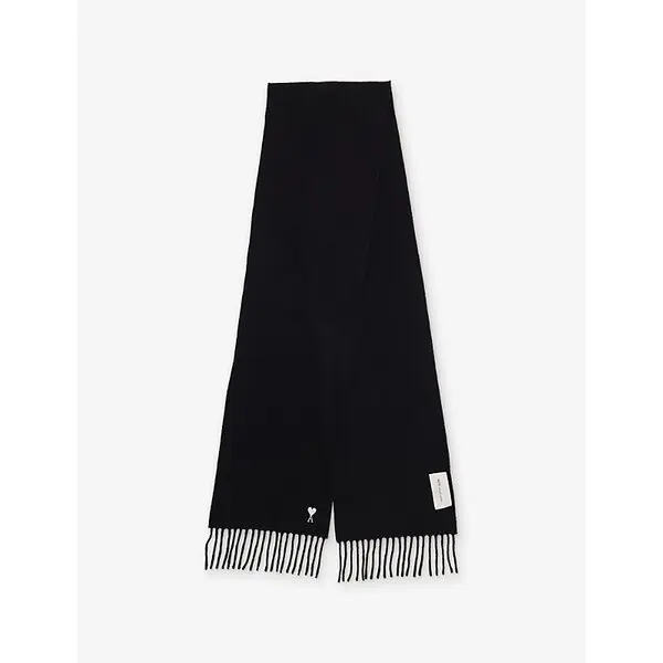 AMI Paris De Coeur Wool Scarf - Noir