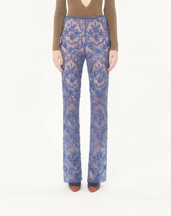 Valentino Garavani Embroidered Lace Trousers