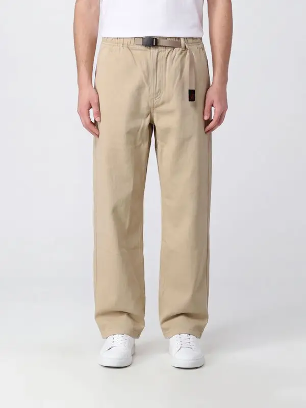 Gramicci Wide Leg Cotton Trousers With Elasticated Drawstring Waist - Sand