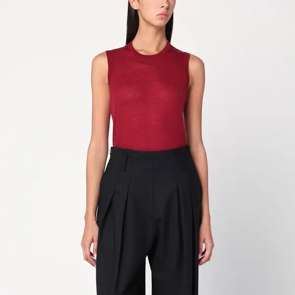 6397 Bordeaux Semi-sheer Mini Tank Top - Red