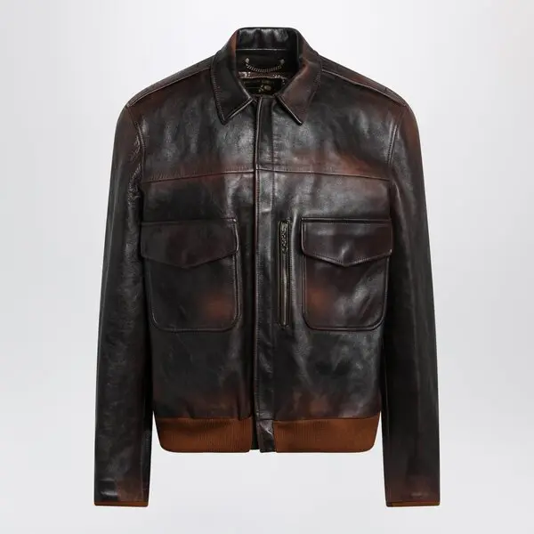 GOLDEN GOOSE Vintage-effect Leather Bomber Jacket For