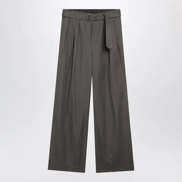 Dries Van Noten Khaki Wide-leg Cotton Trousers - Green