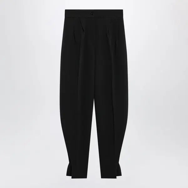 THE FRANKIE SHOP Doyer Pleated Relaxed Trousers With Wide Leg Hem Tabs - Black