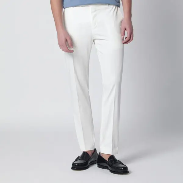 PT TORINO Slim-fit Cotton-blend Trousers - White