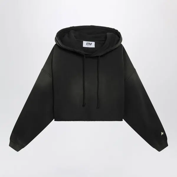 GOLDEN GOOSE Charcoal Cotton Hooded Sweatshirt - Black