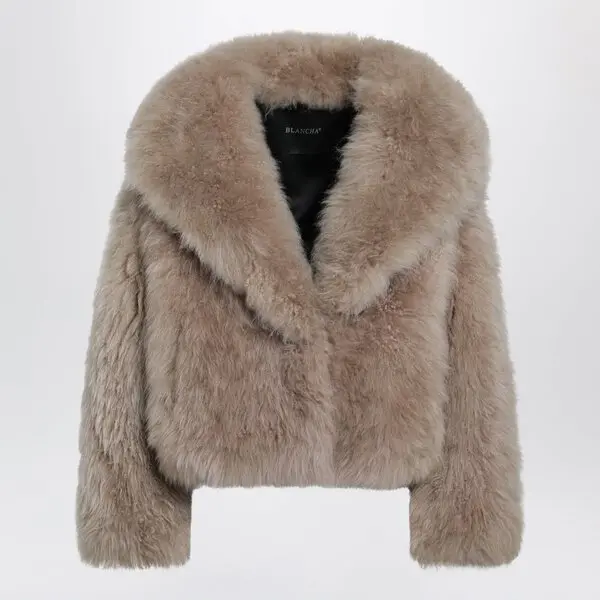 BLANCHA Short Caramel Faux Fur Mini Jacket