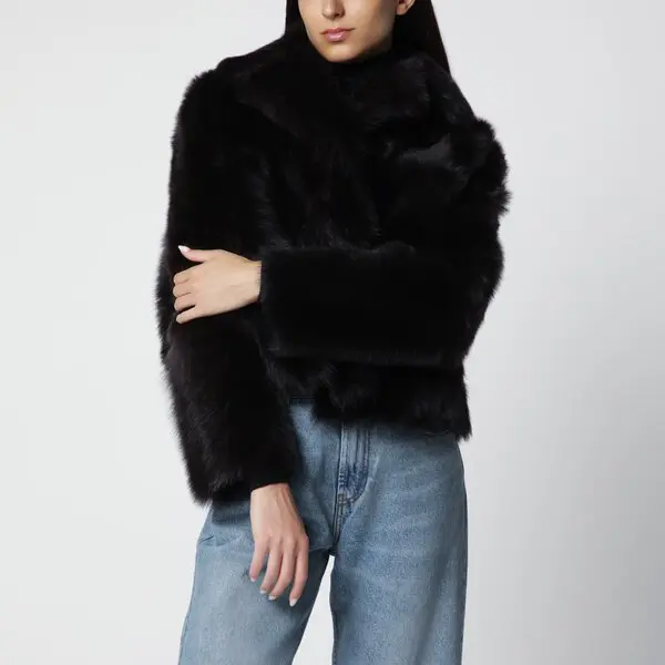 BLANCHA Short Mini Faux Fur Jacket With Cropped Volume