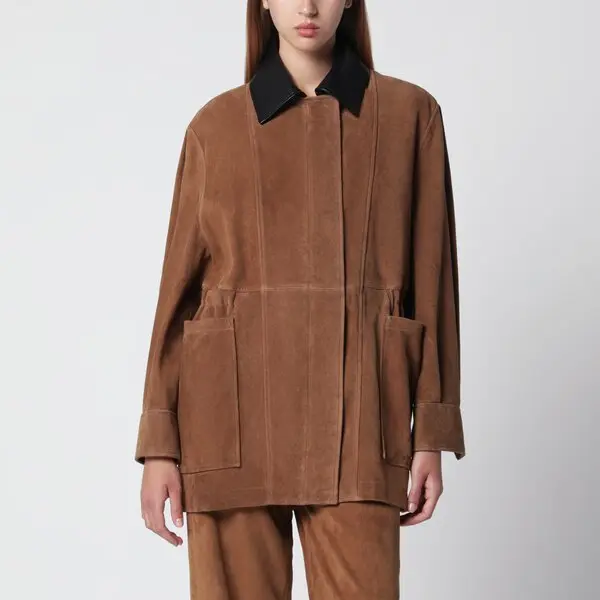 Nour Hammour Grange Suede Leather Jacket - Brown
