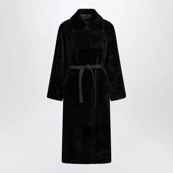 BLANCHA Belted Fur Coat With Mini Length