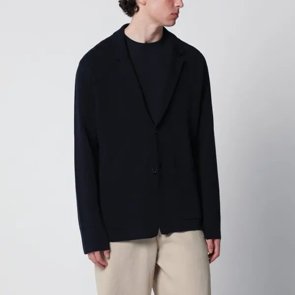 ROBERTO COLLINA Navy Cotton Cardigan Jacket - Blue