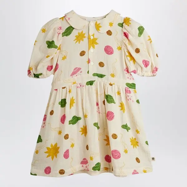 MINI RODINI Muslin Dress With Space Print
