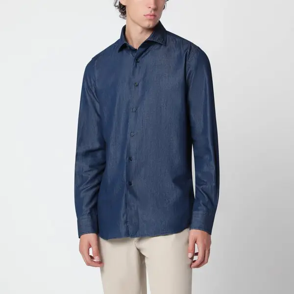XACUS Denim-effect Cotton-blend Tailor Fit Shirt