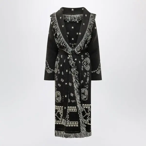 Alanui Long Bandana Jacquard Cardigan - Black
