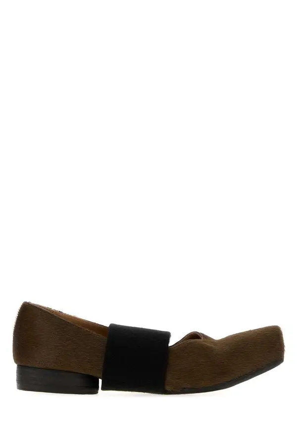 UMA WANG Leather Hair Ballerinas - Brown