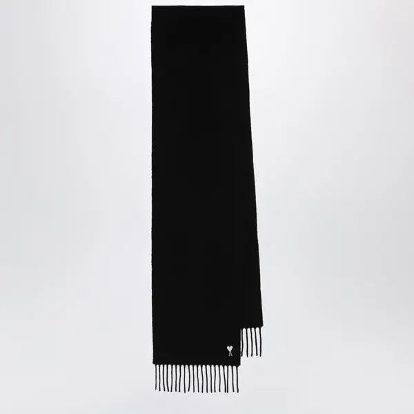AMI Paris De Coeur Wool Scarf - Black