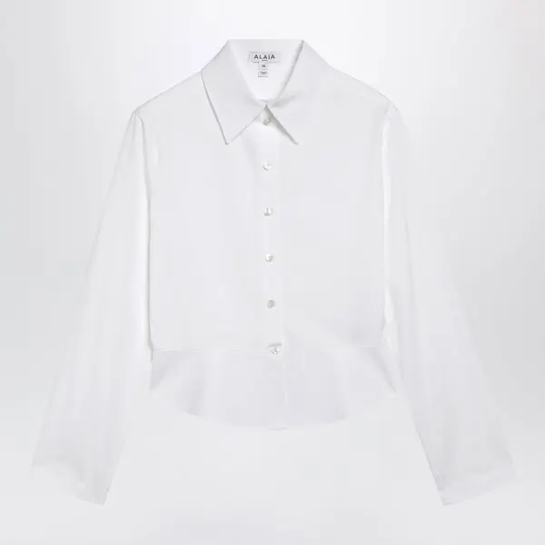 Alaïa Cotton Poplin Peplum Mini Shirt - White
