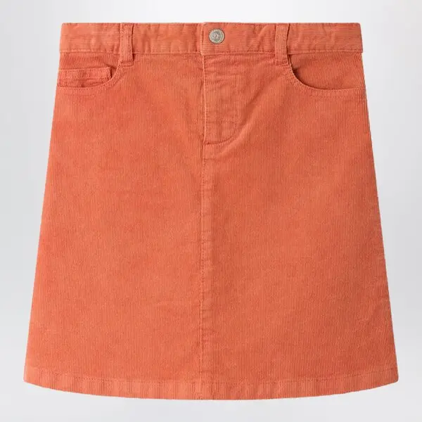 Bonpoint Merryl Mini Skirt In Organic Cotton Velvet - Orange