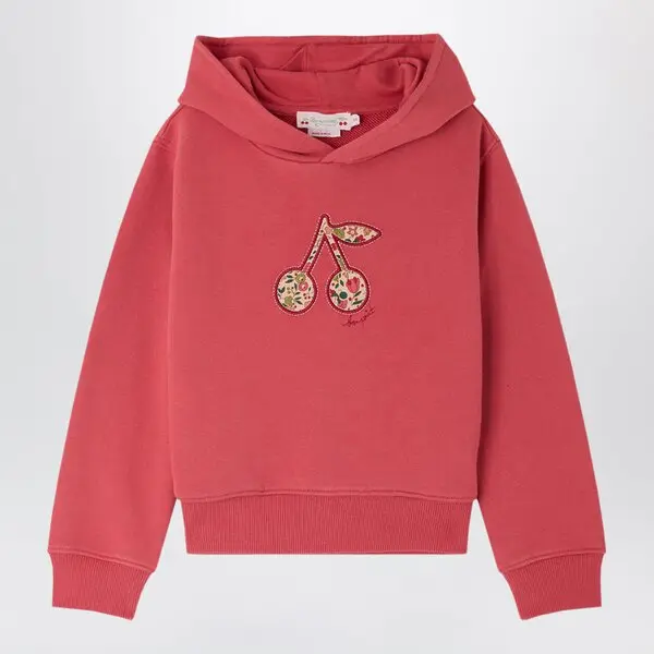 Bonpoint Raspberry Tita Hooded Sweatshirt In Organic Cotton
