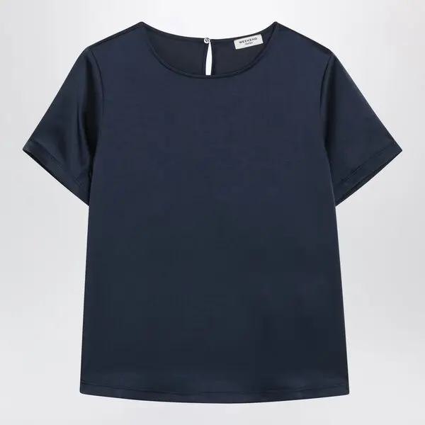 Max Mara Satin Crew Neck T-shirt - Blue