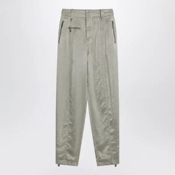Burberry Lyocell Trousers With B Shield Emblem - Beige