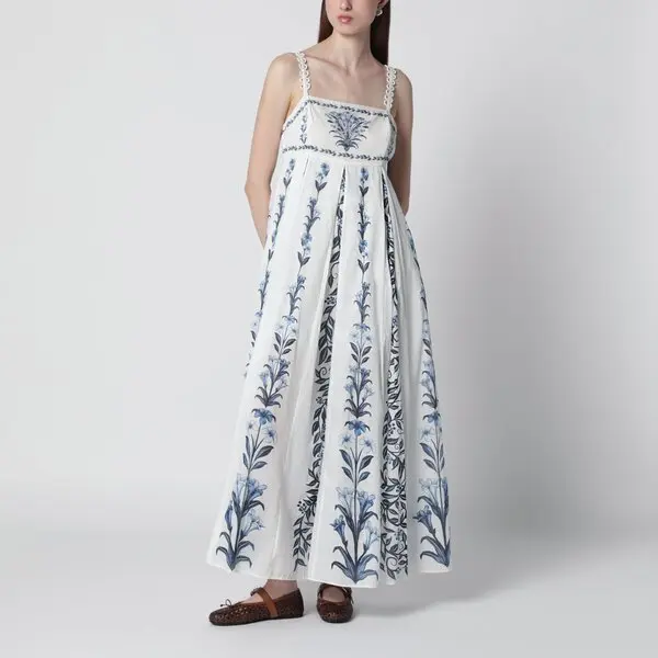FARMRIO Floral Arch Pleated Maxi Dress