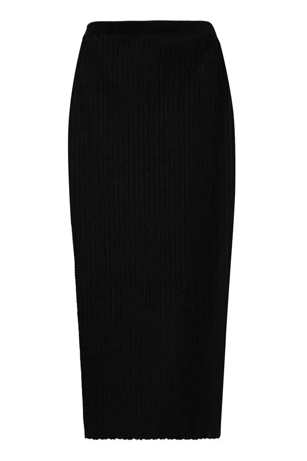MAISON MARGIELA Knit Midi Dress With Open Rib Texture And Signature Back Stitches - Black