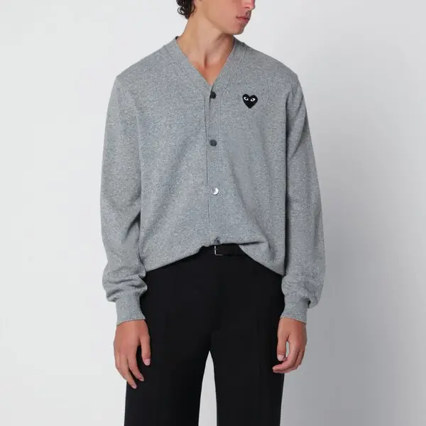 Comme Des Garçons Light Wool Cardigan With Heart Patch