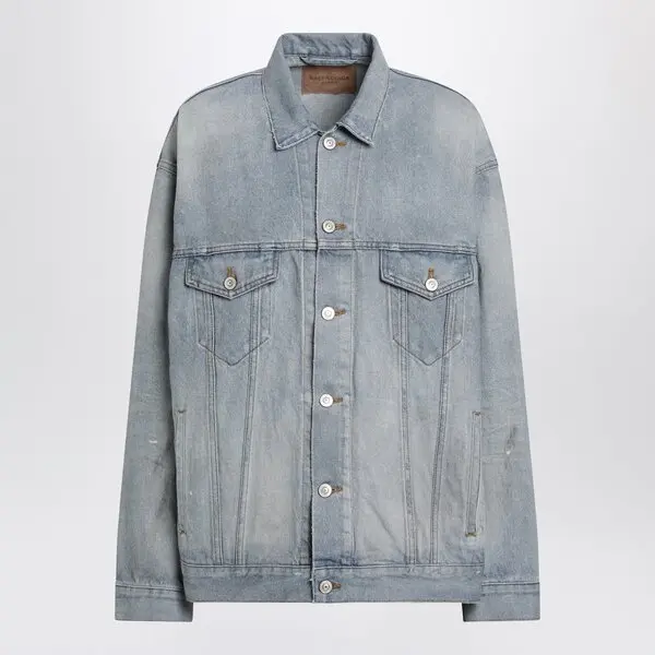 Balenciaga Vintage-effect Denim Jacket - Light Blue