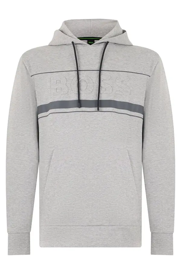 BOSS Logo-detail Pullover Hoodie - Grey