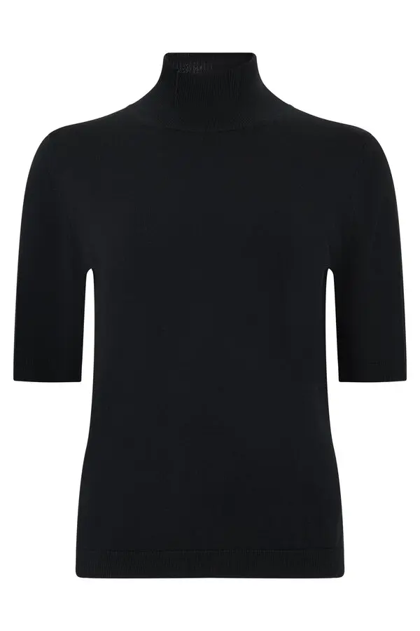 Max Mara High-collar Short-sleeve Wool Sweater