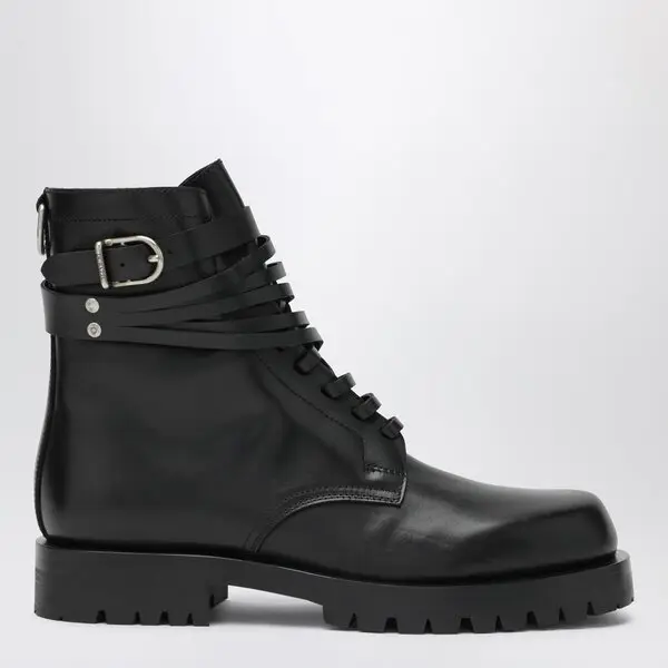 DURAZZI MILANO Combat Ankle Boots With Buckle Strap - Black