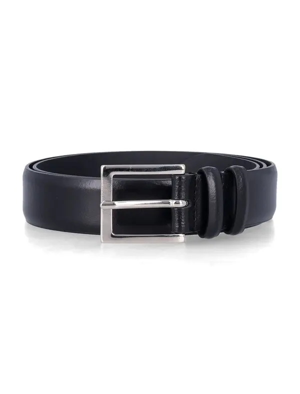 MANCINI 1979 Leather Belt With Square Buckle - Nero