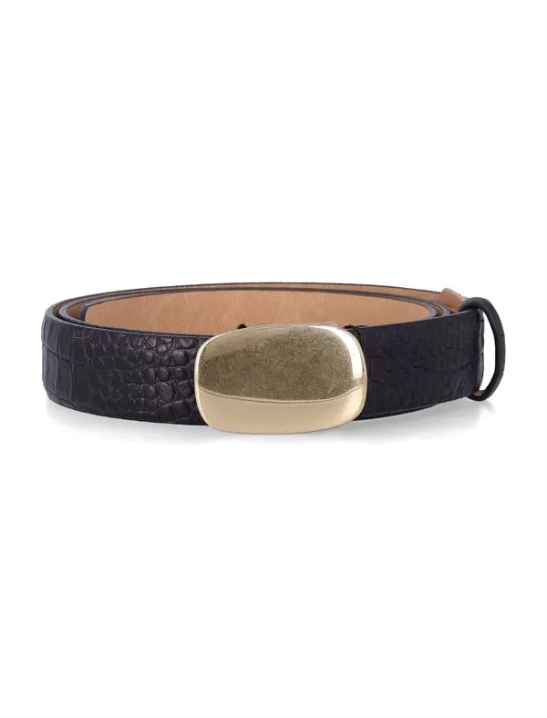 MANCINI 1979 Textured Leather Belt With Statement Buckle - Nero