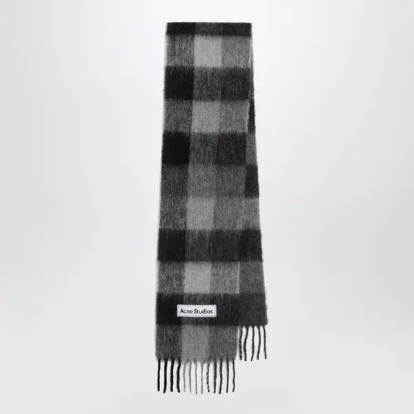 Acne Studios Checked Mohair Scarf - Grey