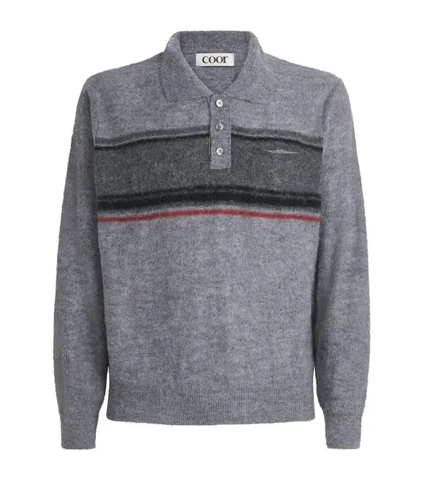 COOR Textured Stripe Polo Sweater