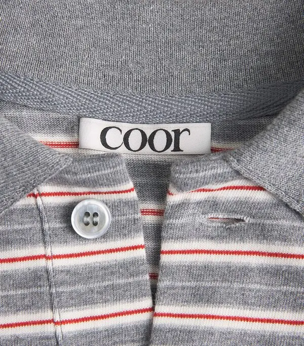 COOR Stripe Long-sleeve Polo Shirt - Grey