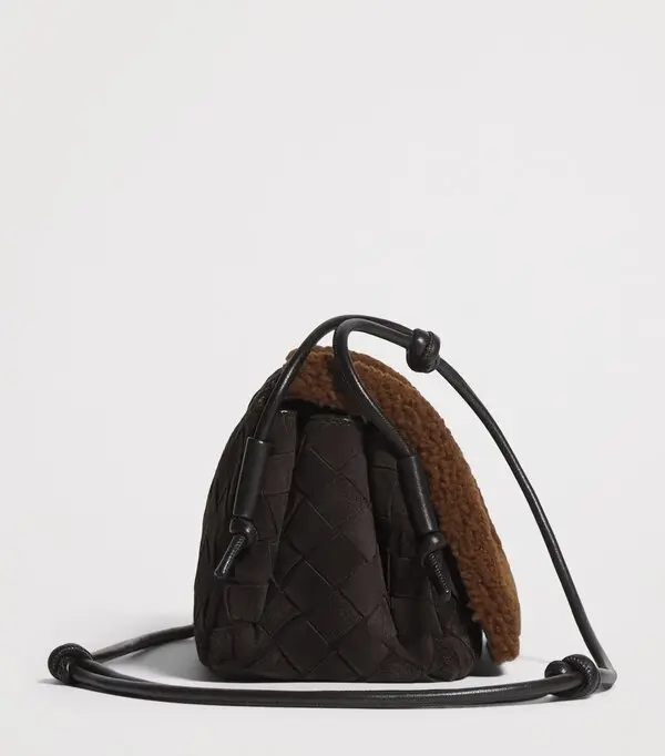 Bottega Veneta Shearling Notturno Flap Cross-body Bag - Grey