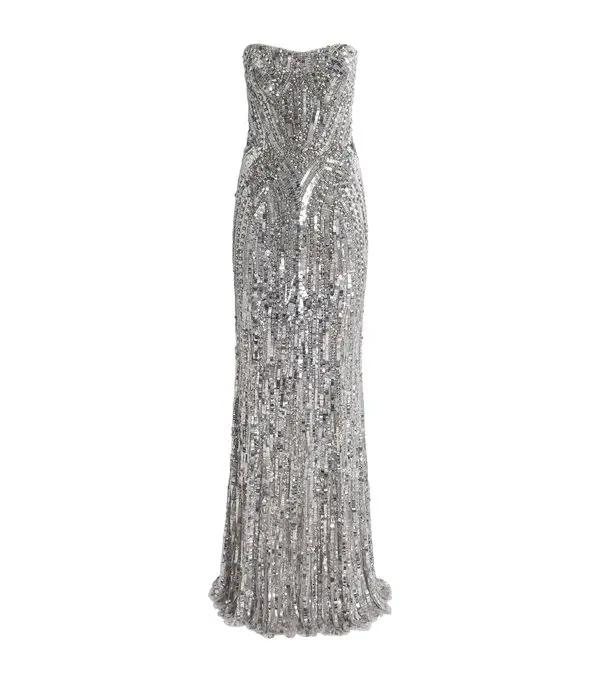 Jenny Packham Embellished Euphoria Gown - Silver