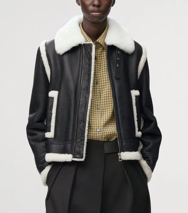 Loewe Lambskin Shearling-trim Aviator Jacket