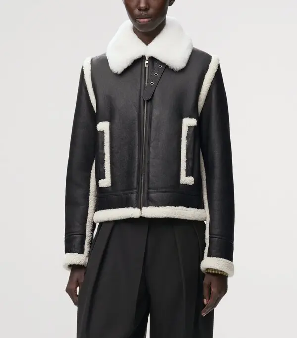 Loewe Lambskin Shearling-trim Aviator Jacket