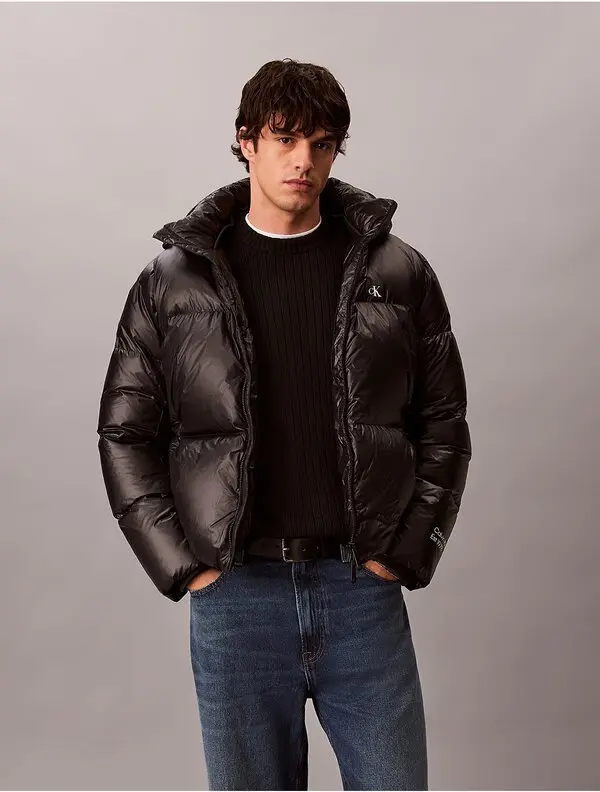 Calvin Klein Glossy Detachable Hood Down Puffer Jacket