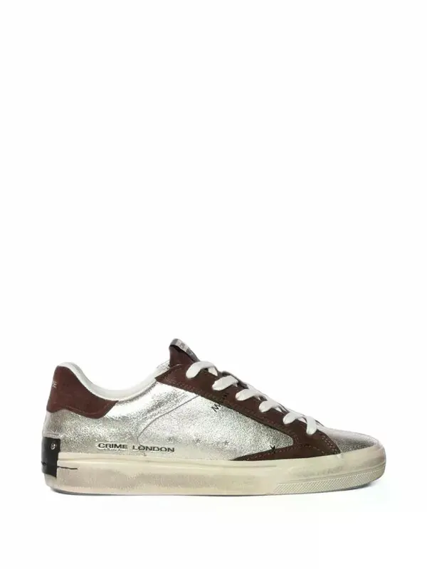 CRIME LONDON Deconstructed Metallic-effect Panelled Sneakers - Gold