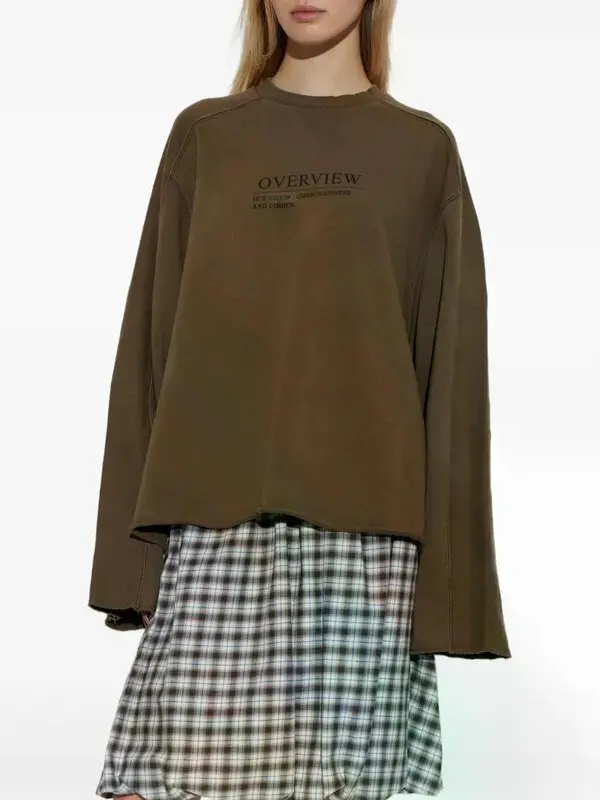 AKEP Logo-print Raw-edge Sweatshirt - Brown