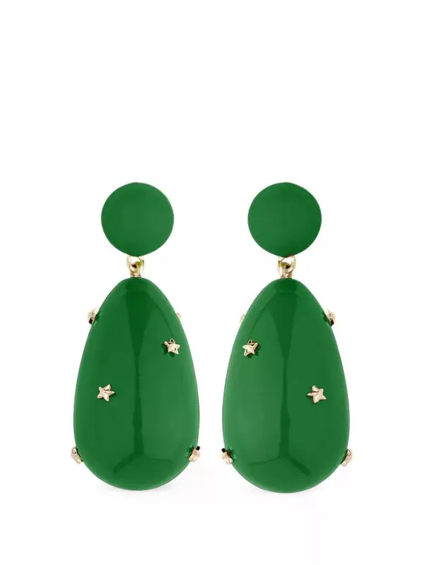 ESHVI Large Galaxy Drop Earrings - Green