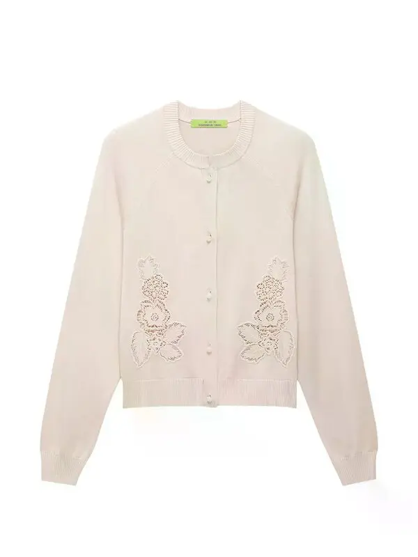 Shanghai Tang Openwork Floral-appliqué Cardigan